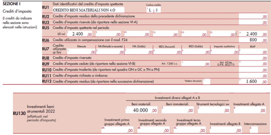 Credito beni strumentali 2022 e compilazione quadro RU - EC News - Area ...